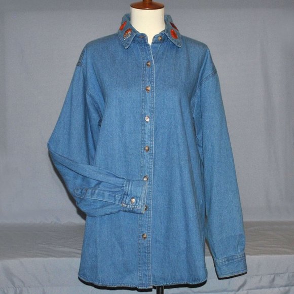 Argee | Tops | Vintage 9s Argee Denim Shirt Size Medium Interchangeable ...